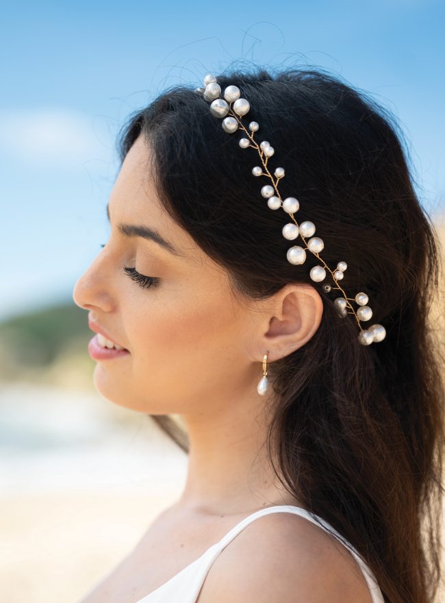 Denver Rose Gold Crystal Pearl Stud Earrings - Ivory & Co